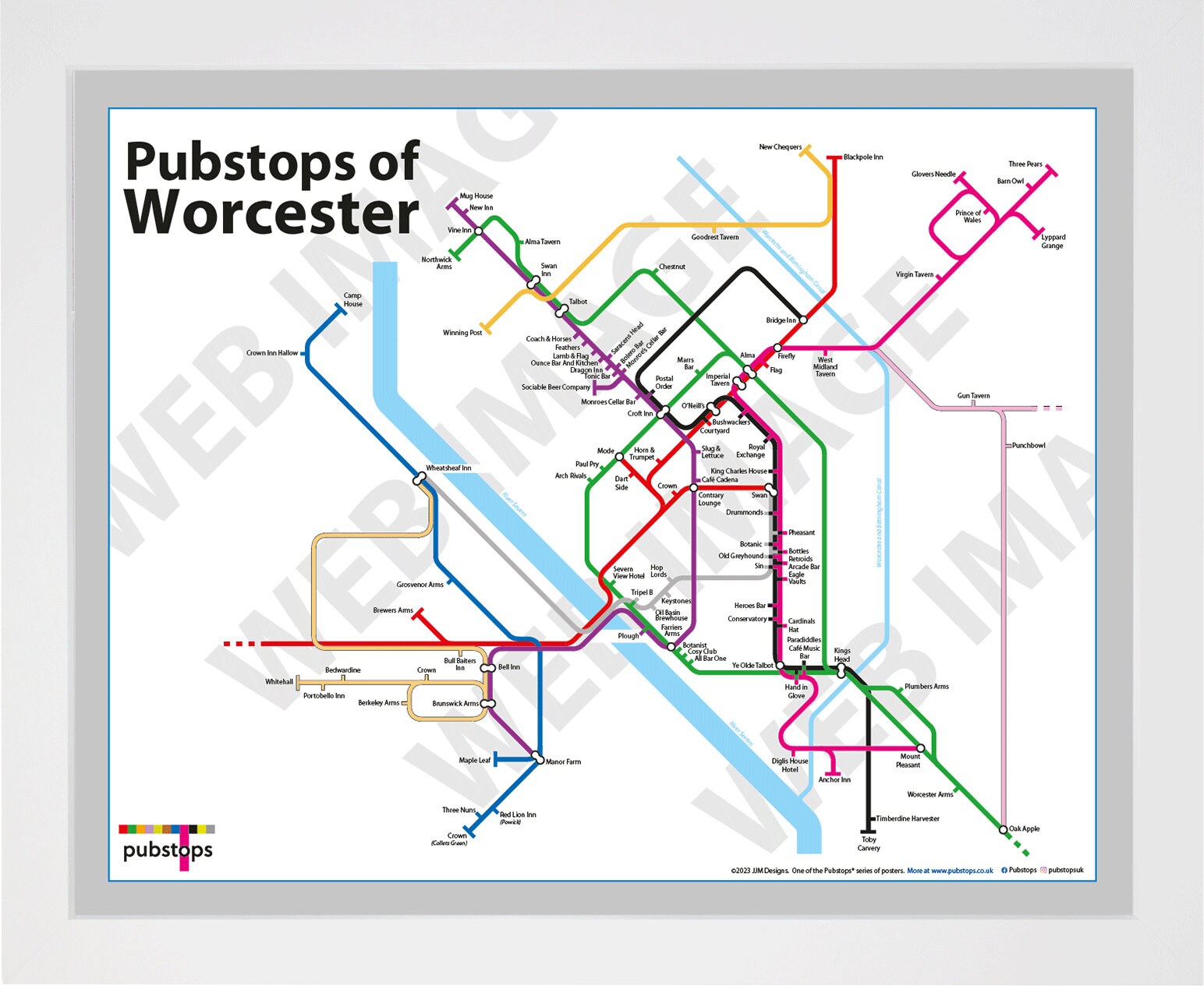 Pubstops of Worcester the Original Pub Map - Etsy UK