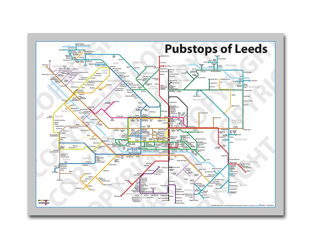 Pubstops of Leeds the Original Pub Map - Etsy UK