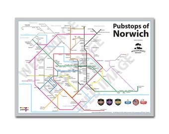 Pubstops of Nottingham the Original Pub Map | Etsy UK