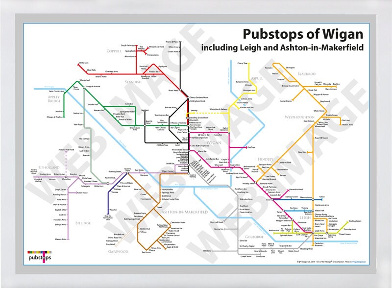 Pubstops of Wigan the Original Pub Map - Etsy UK