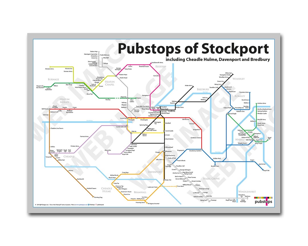 Pubstops of Stockport the Original Pub Map - Etsy UK