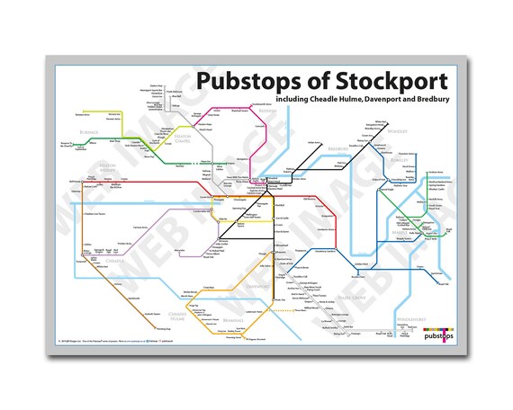 Pubstops of Stockport the Original Pub Map | Etsy UK