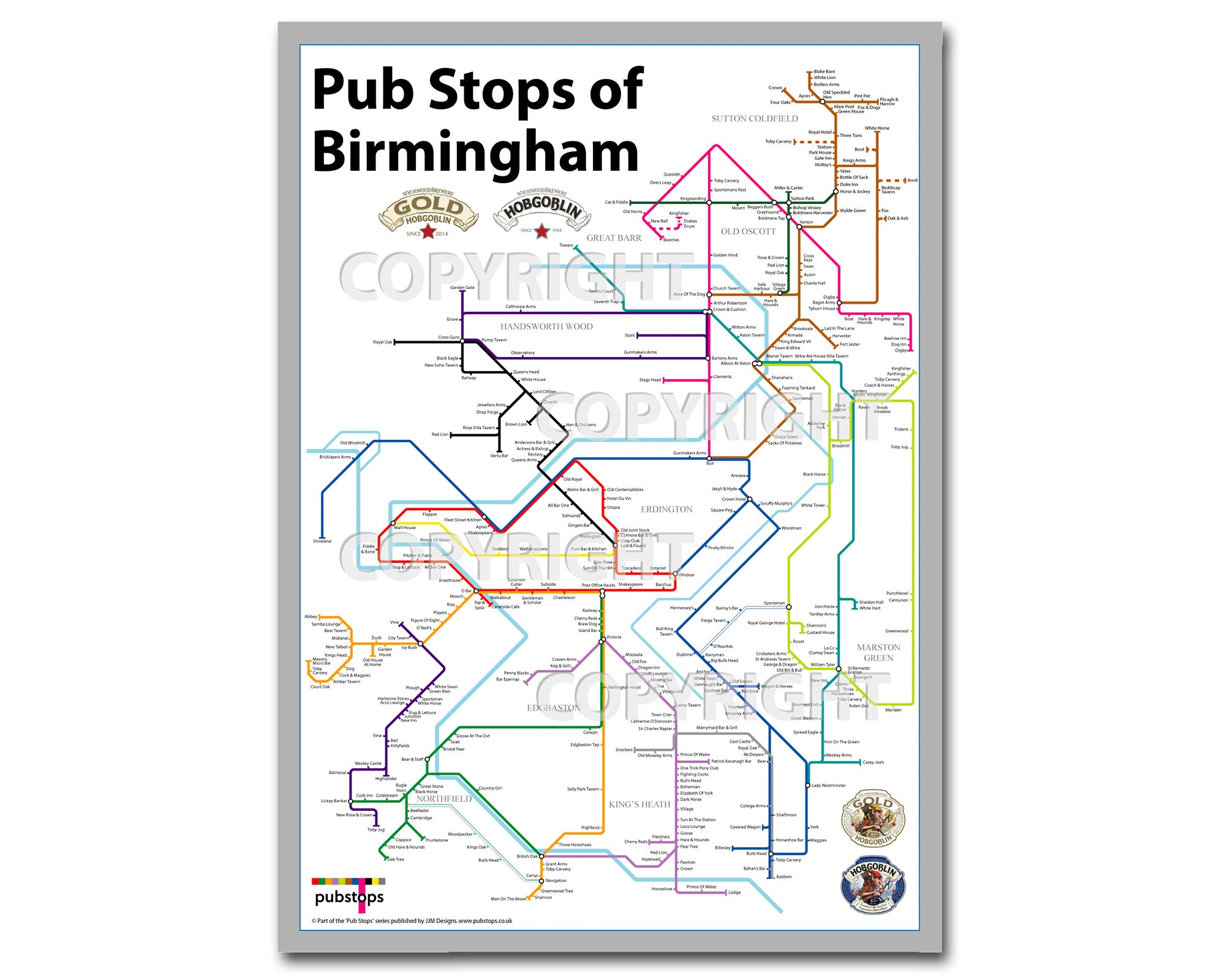 Pubstops of Birmingham The original pub map | Etsy