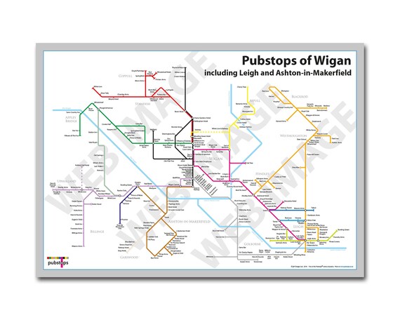 Pubstops of Wigan the Original Pub Map | Etsy UK