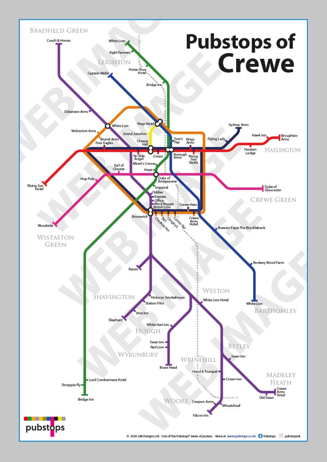Pubstops of Crewe the Original Pub Map - Etsy UK