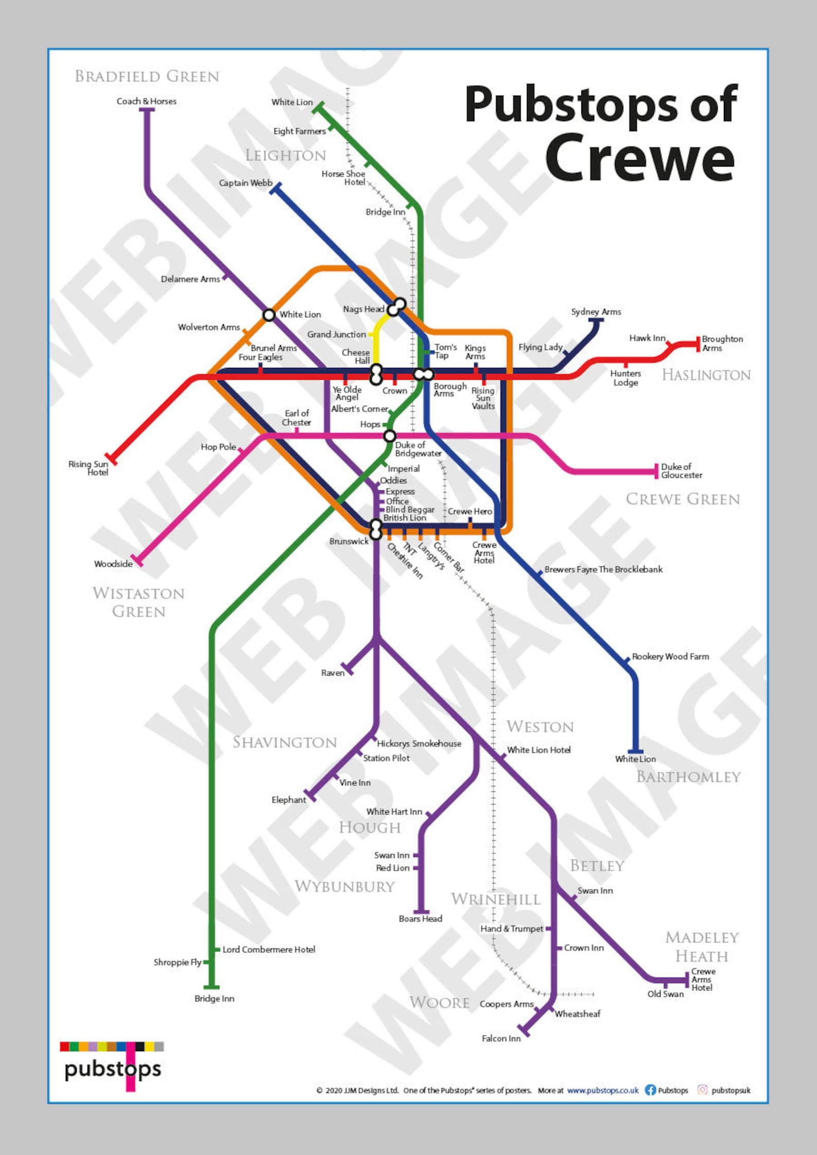 Pubstops of Crewe the Original Pub Map - Etsy UK