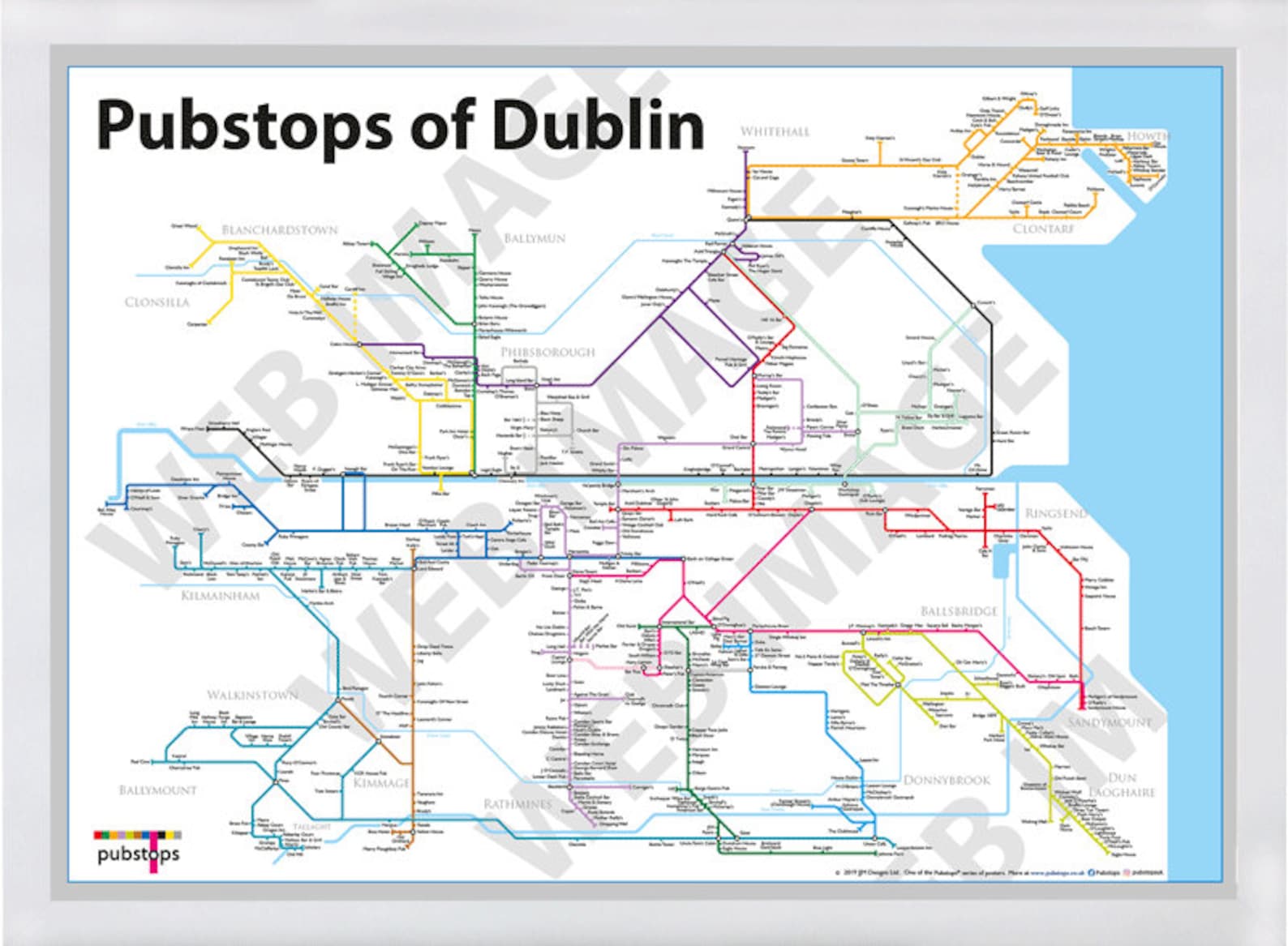 Pubstops of Dublin the Original Pub Map - Etsy
