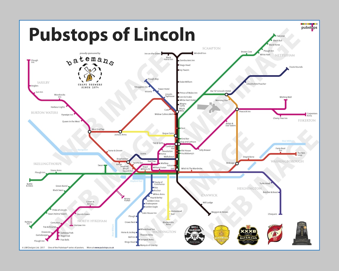 Pubstops of Lincoln The original pub map - Etsy.de