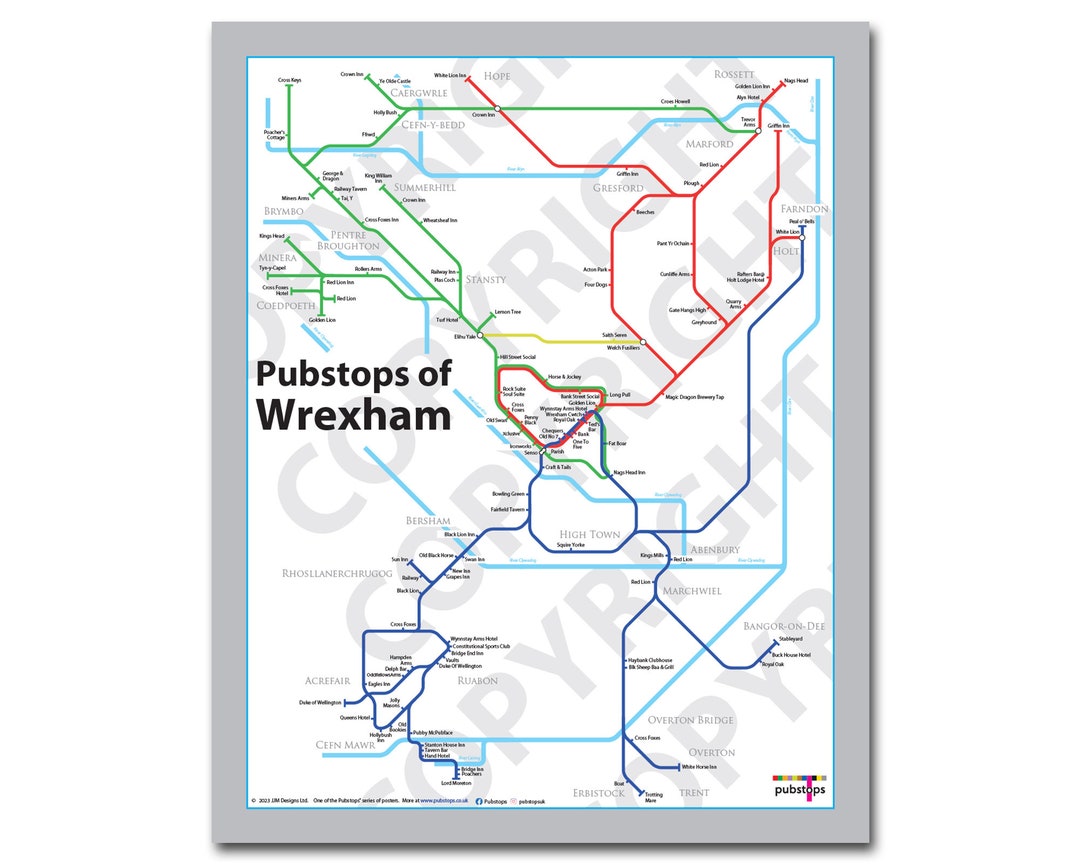 Pubstops of Wrexham the Original Pub Map - Etsy UK