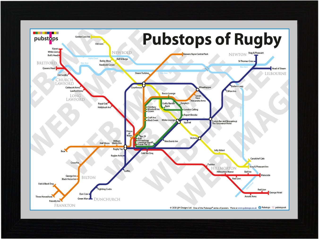 Pubstops of Rugby the Original Pub Map - Etsy UK