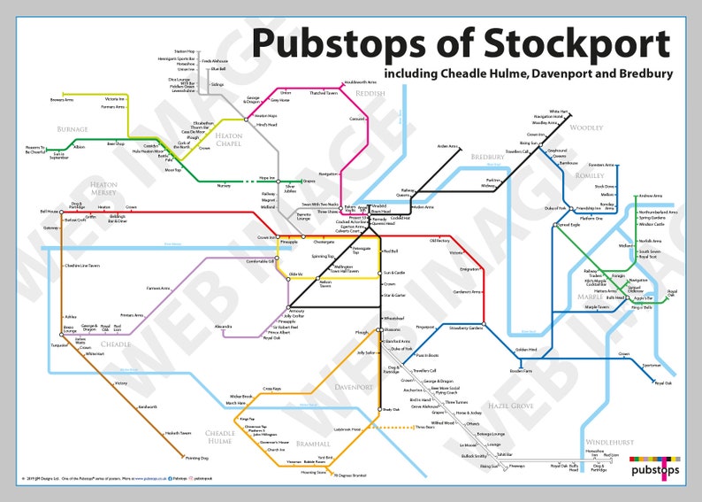Pubstops of Stockport the Original Pub Map - Etsy UK