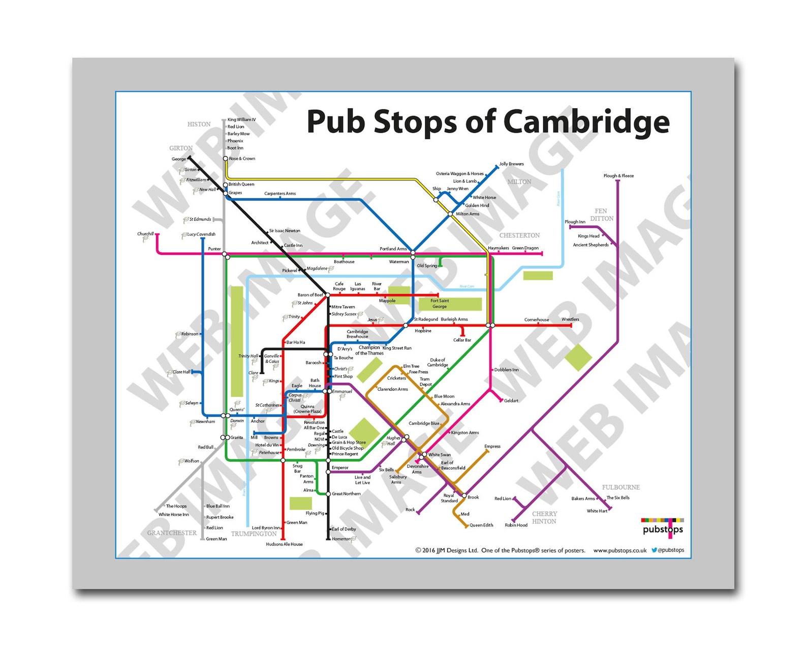 Pubstops of Cambridge The original pub map | Etsy
