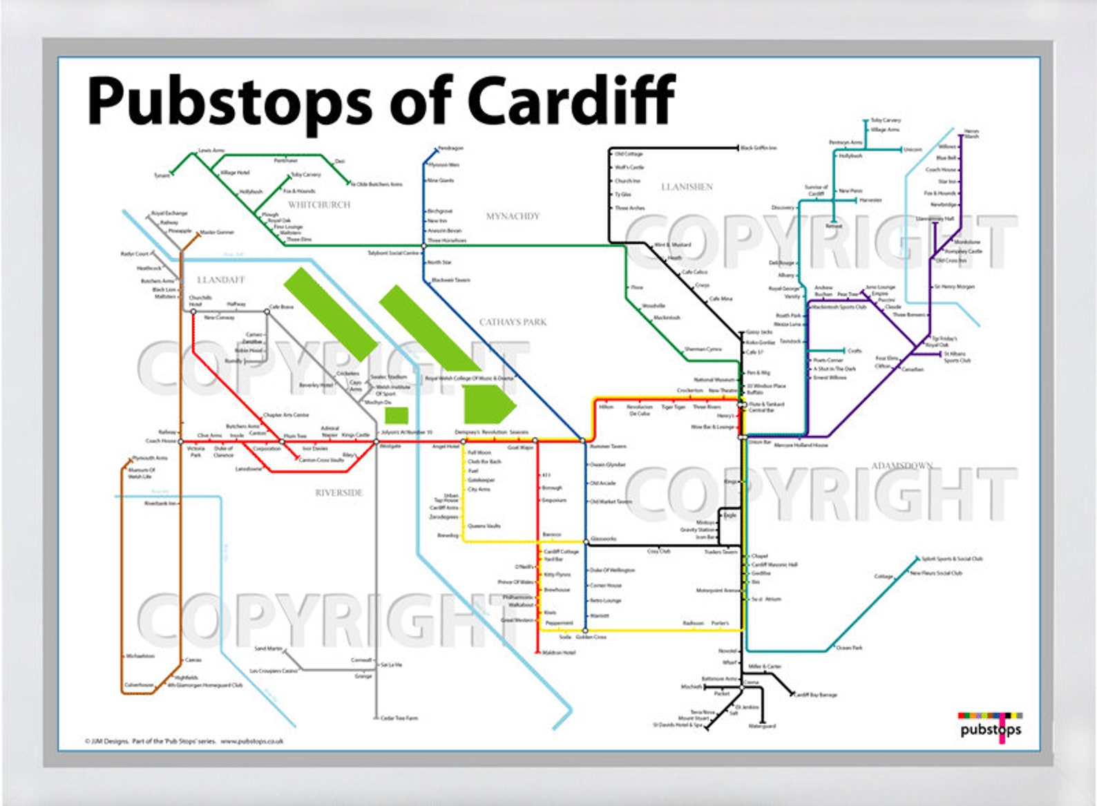 Pubstops of Cardiff the Original Pub Map - Etsy UK