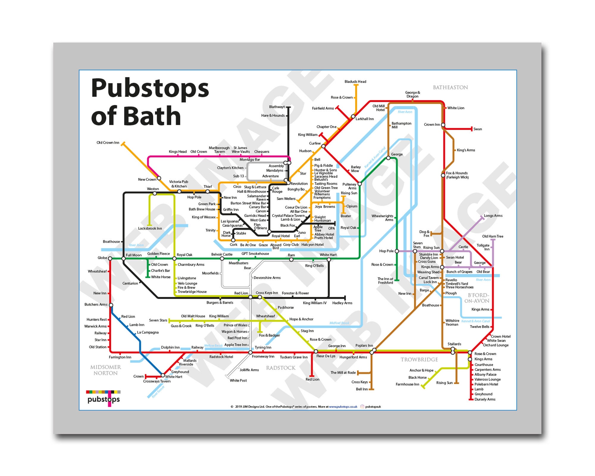 Pubstops of Bath the Original Pub Map - Etsy UK