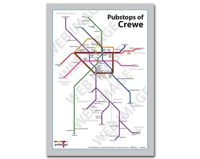 Pubstops of Crewe - the Original Pub Map - Etsy UK