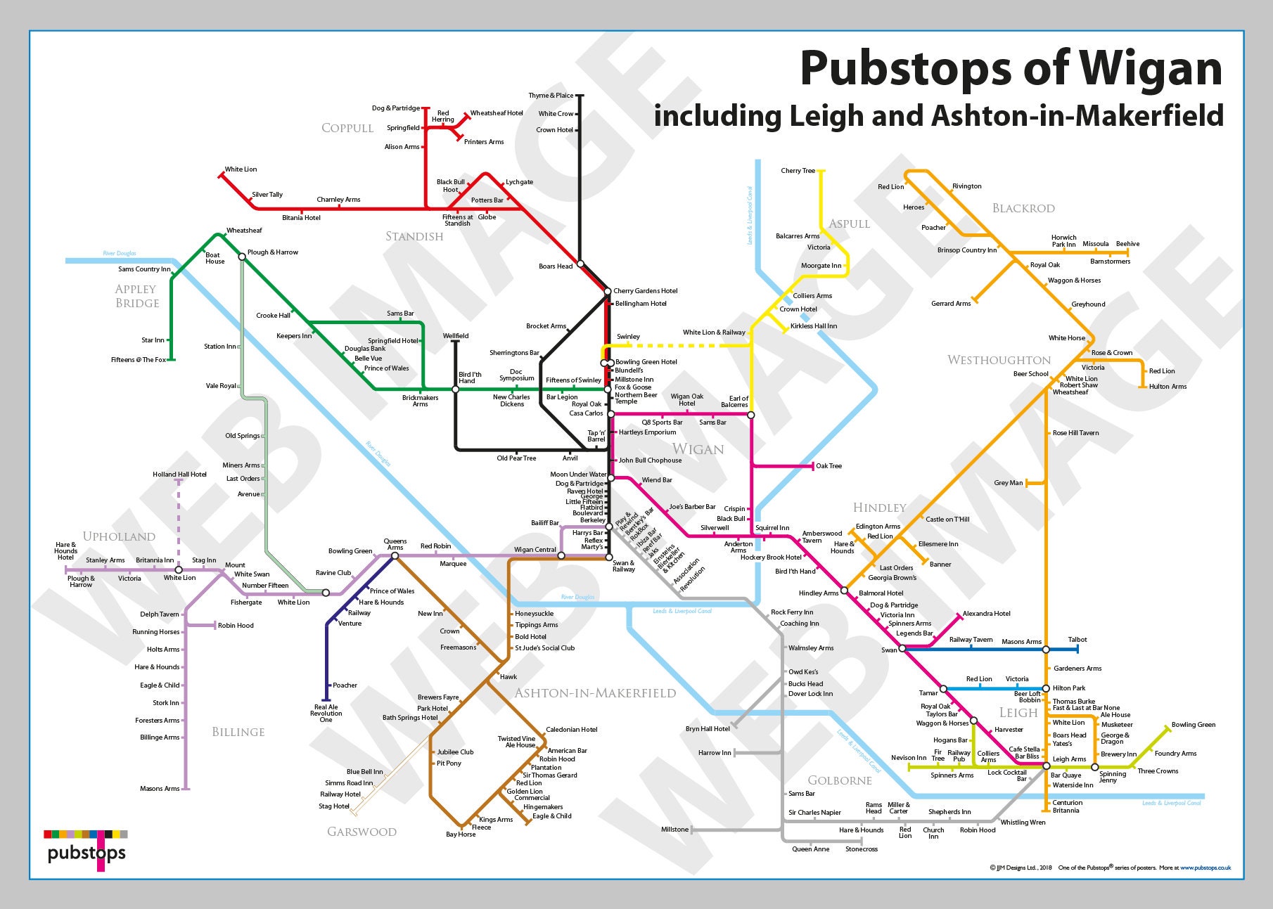 Pubstops of Wigan the Original Pub Map - Etsy UK