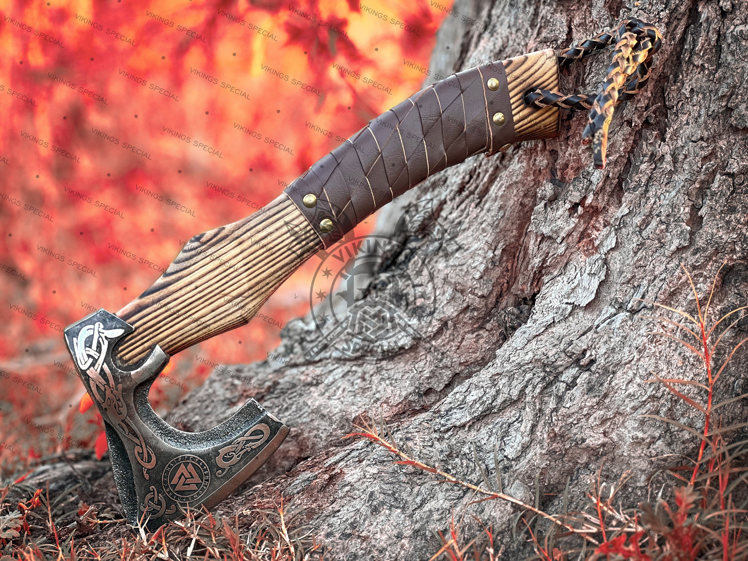 Ragnar Viking Axe, Viking Forged Carbon Steel - Hatchet Rose Wood Shaft ...