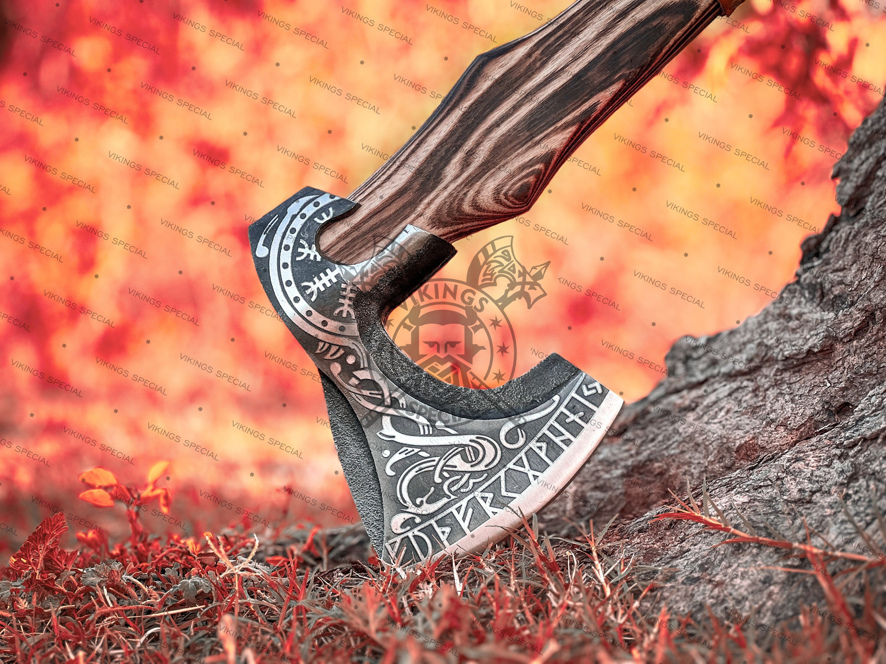 Ragnar Viking Axe, Viking Forged Carbon Steel - Hatchet Rose Wood Shaft ...