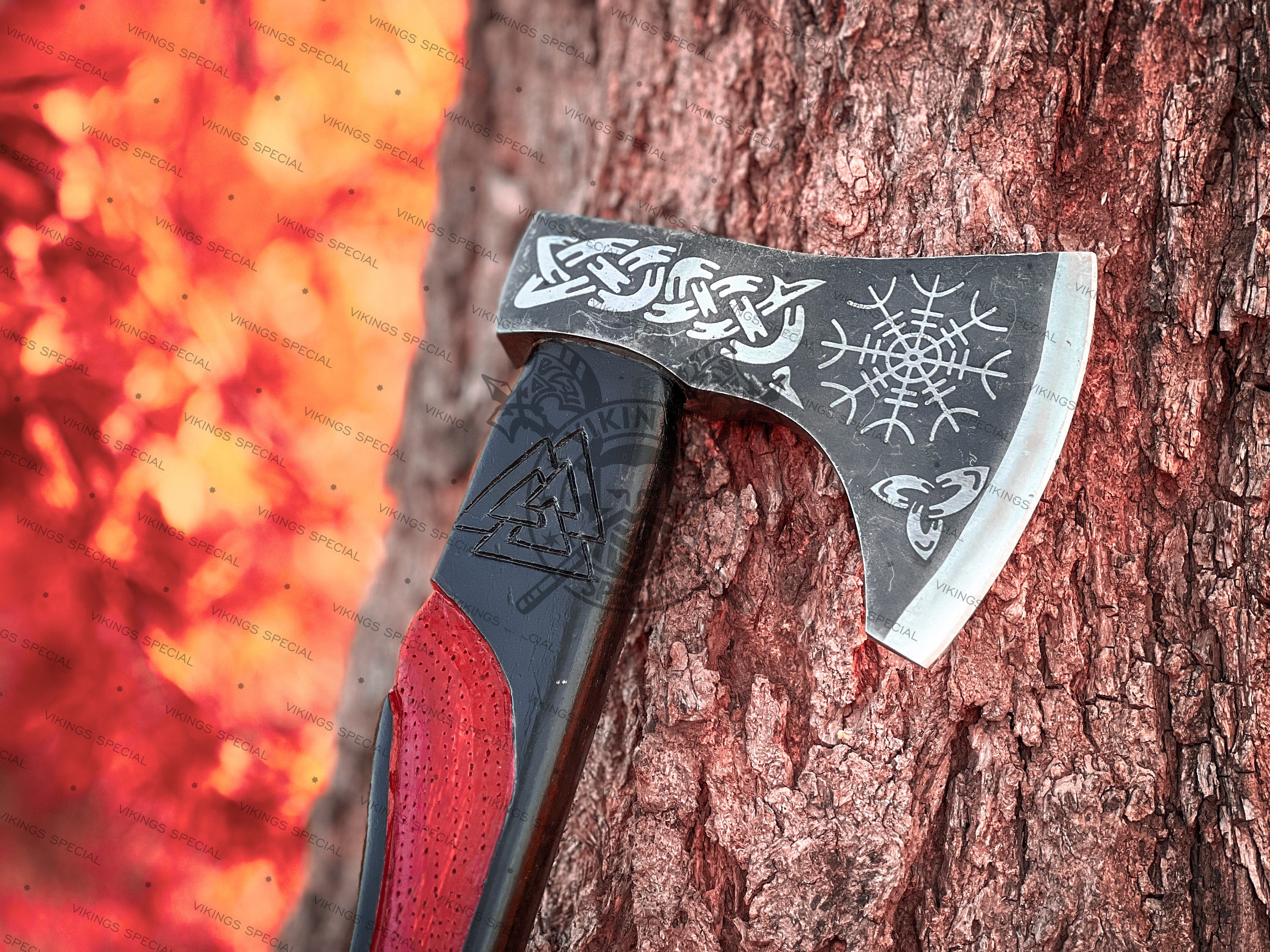 Ragnar Viking Axe, Viking Forged Carbon Steel - Hatchet Rose Wood Shaft ...
