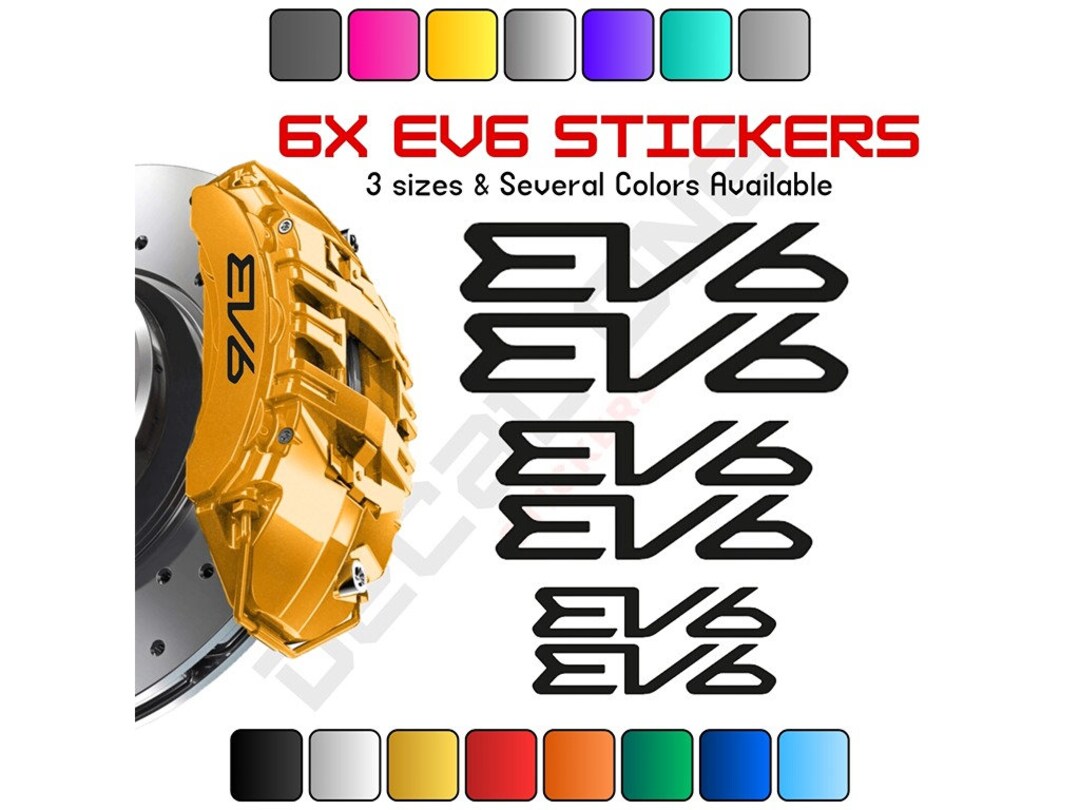 6x EV6 Brake Caliper High Temp Decals Sticker, Brake Caliper Decals ...