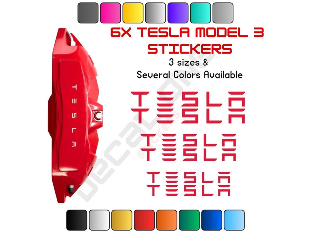6x Tesla Model 3 Brake Caliper Decal Stickers, Brake Caliper Decals ...