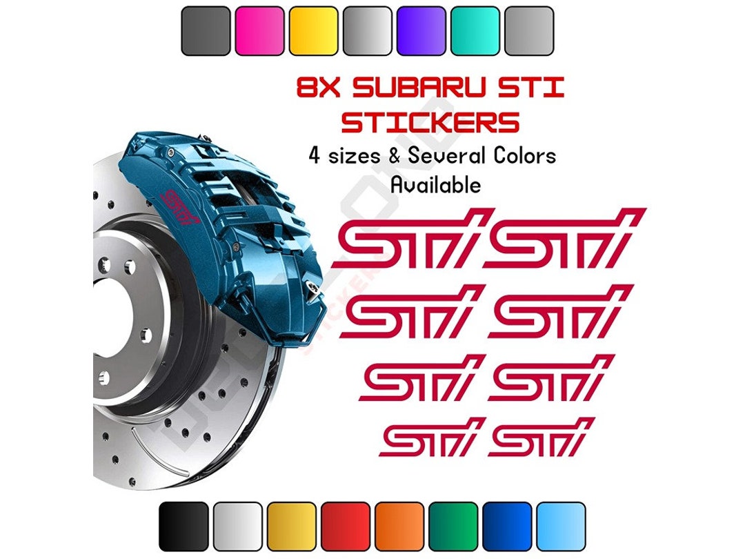 8x Subaru STI Brake Caliper Decal Stickers, Brake Caliper Decals, Brake Caliper Stickers, Car ...