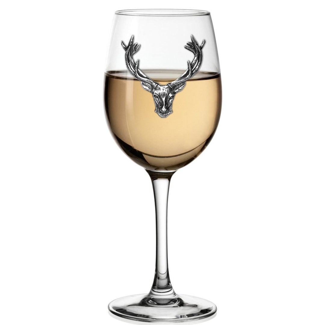 Pewter Stag Head Wine Glass 350ml Personalised [STAG207] by English ...