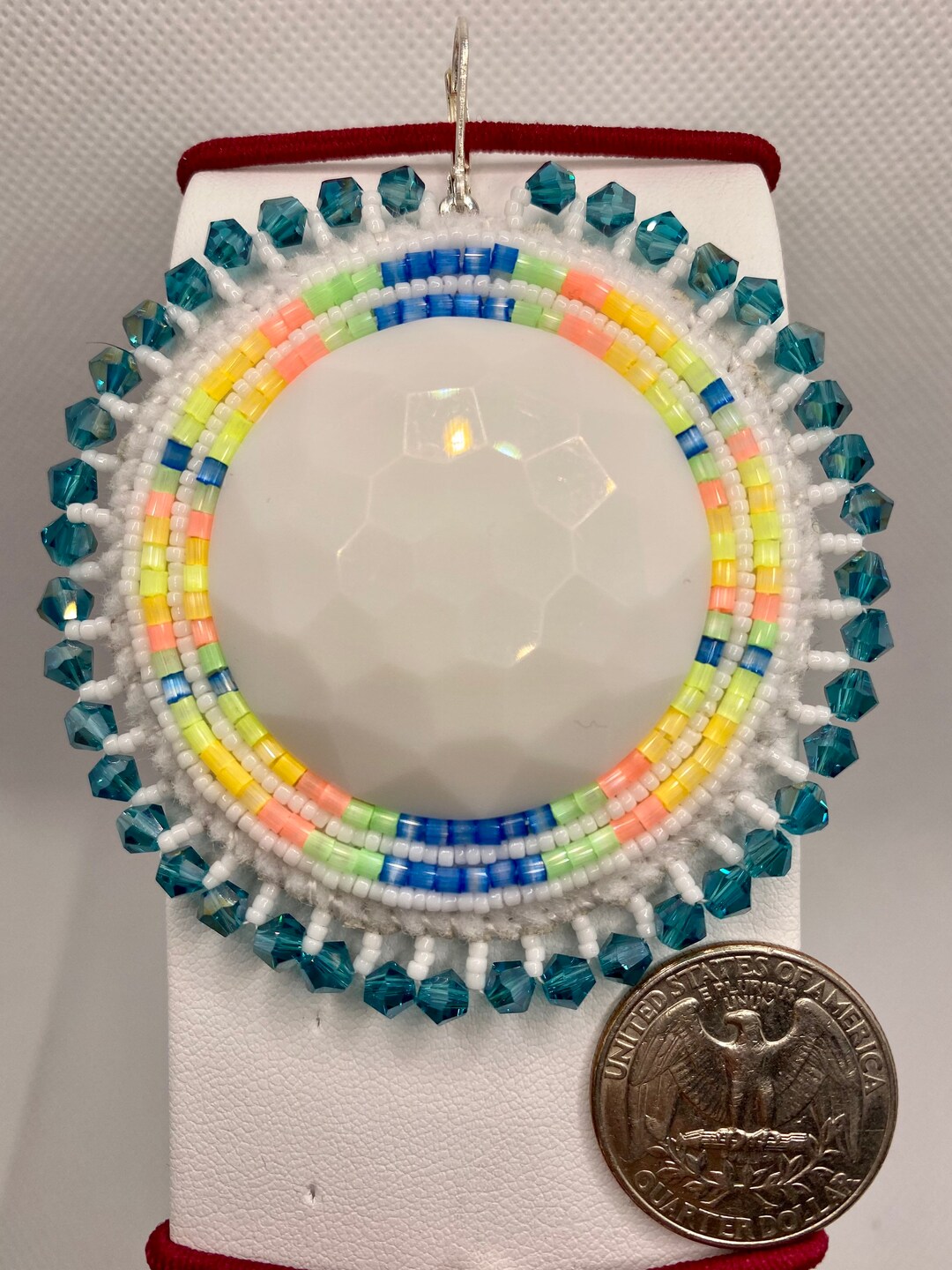 Native American Indigenous Beadwork Neon Silky Satin Beaded Earrings - Etsy