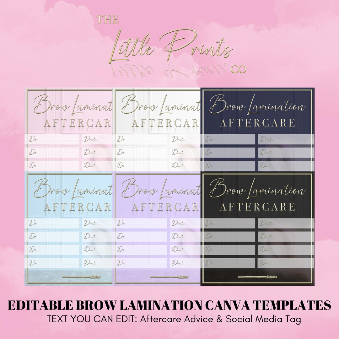 Editable Brow Lamination Canva Template, Gold, Beauty Salon Templates ...