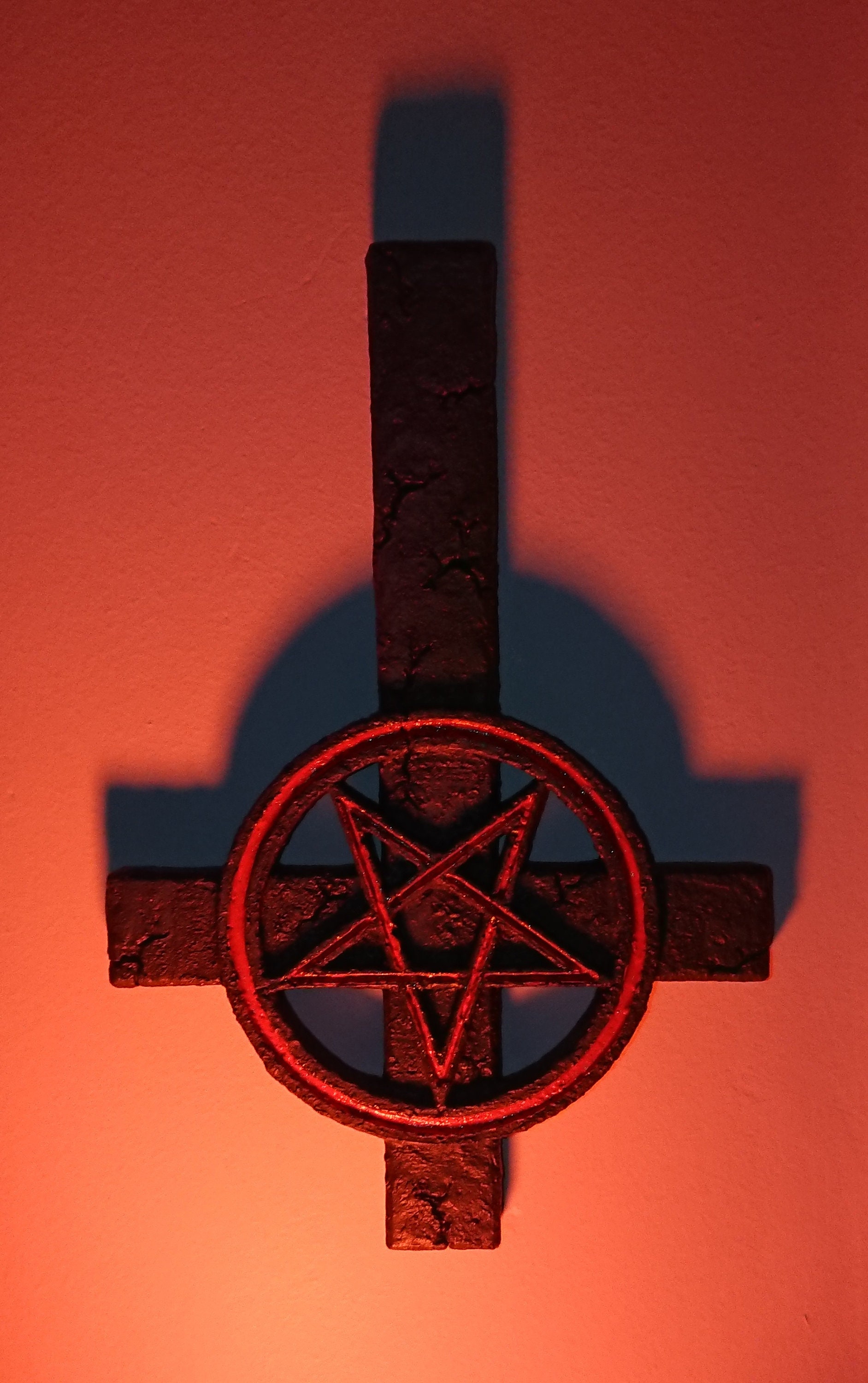 Inverted Cross With Satanic Pentagram - Etsy