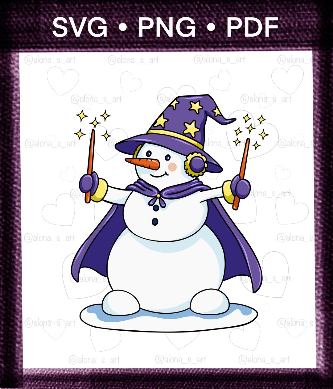 Christmas Wizard Snowman Print | PNG SVG PDF | Digital Illustration - Etsy
