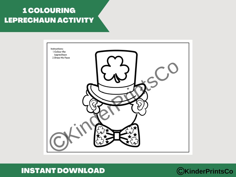 St. Patrick's Day Colouring Hat, Leprechaun & Shamrock Activity, Gnome ...