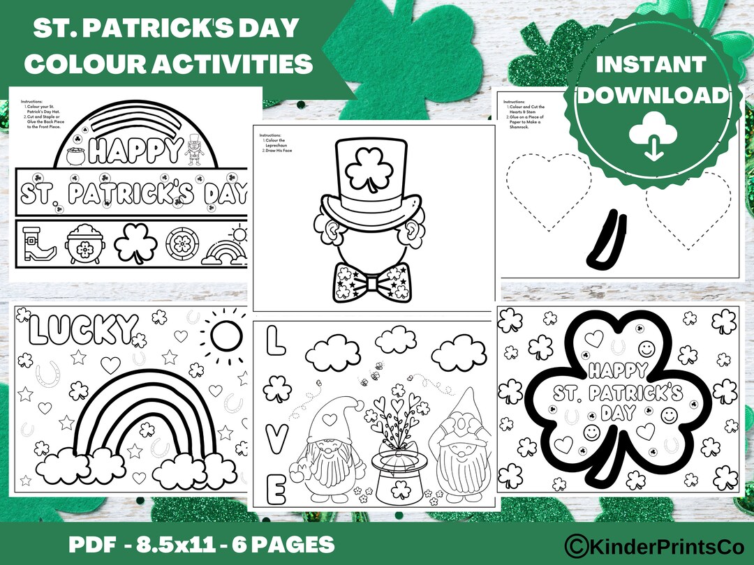 St. Patrick's Day Colouring Hat, Leprechaun & Shamrock Activity, Gnome ...