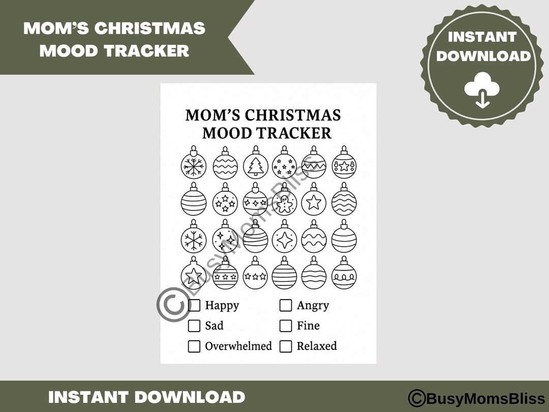 Mom Christmas Mood Tracker | Holiday Feelings Chart Printable - Etsy