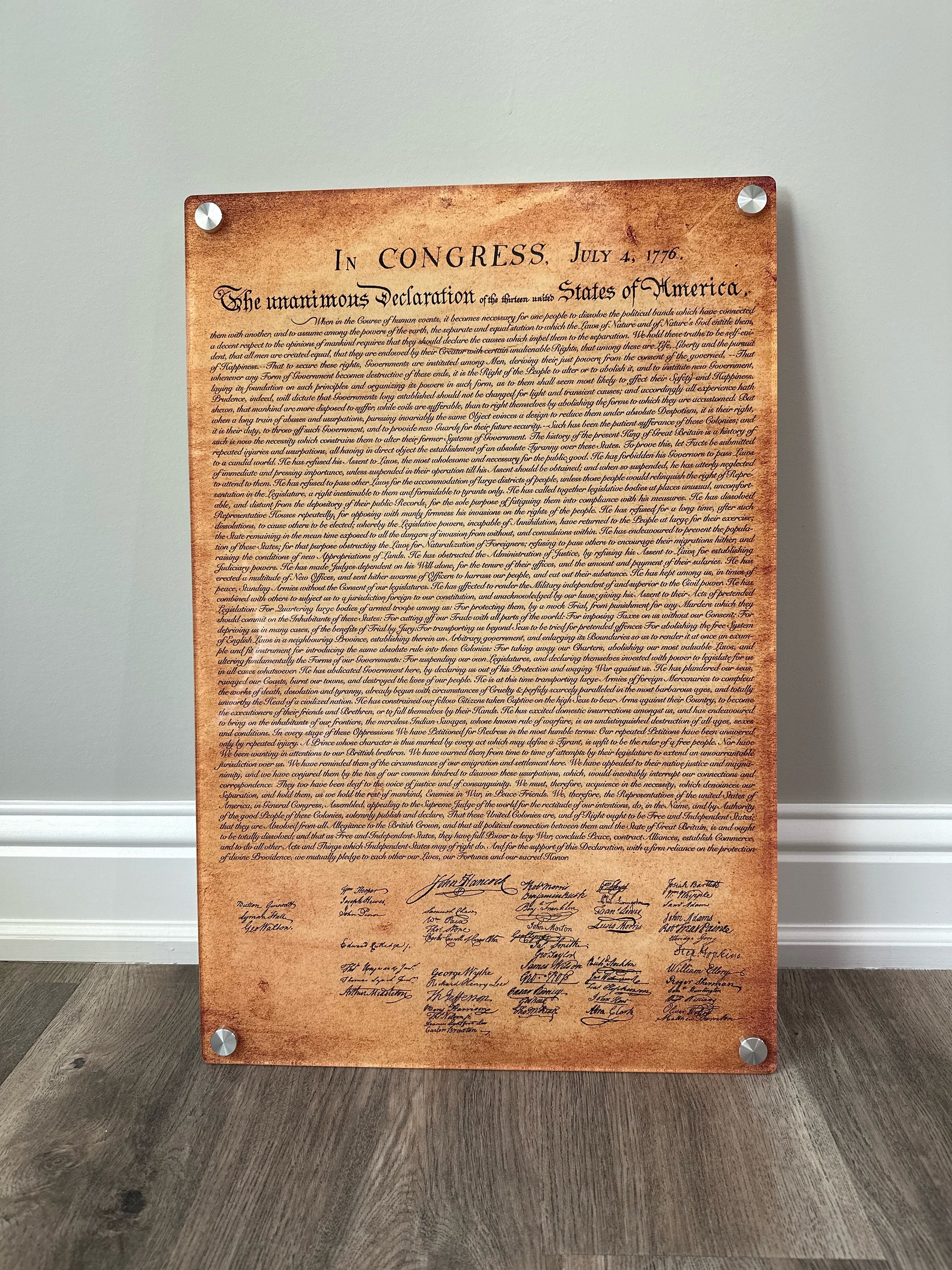 Acrylic Sign Wall Decoration Home Decor Declaration of Independence ...