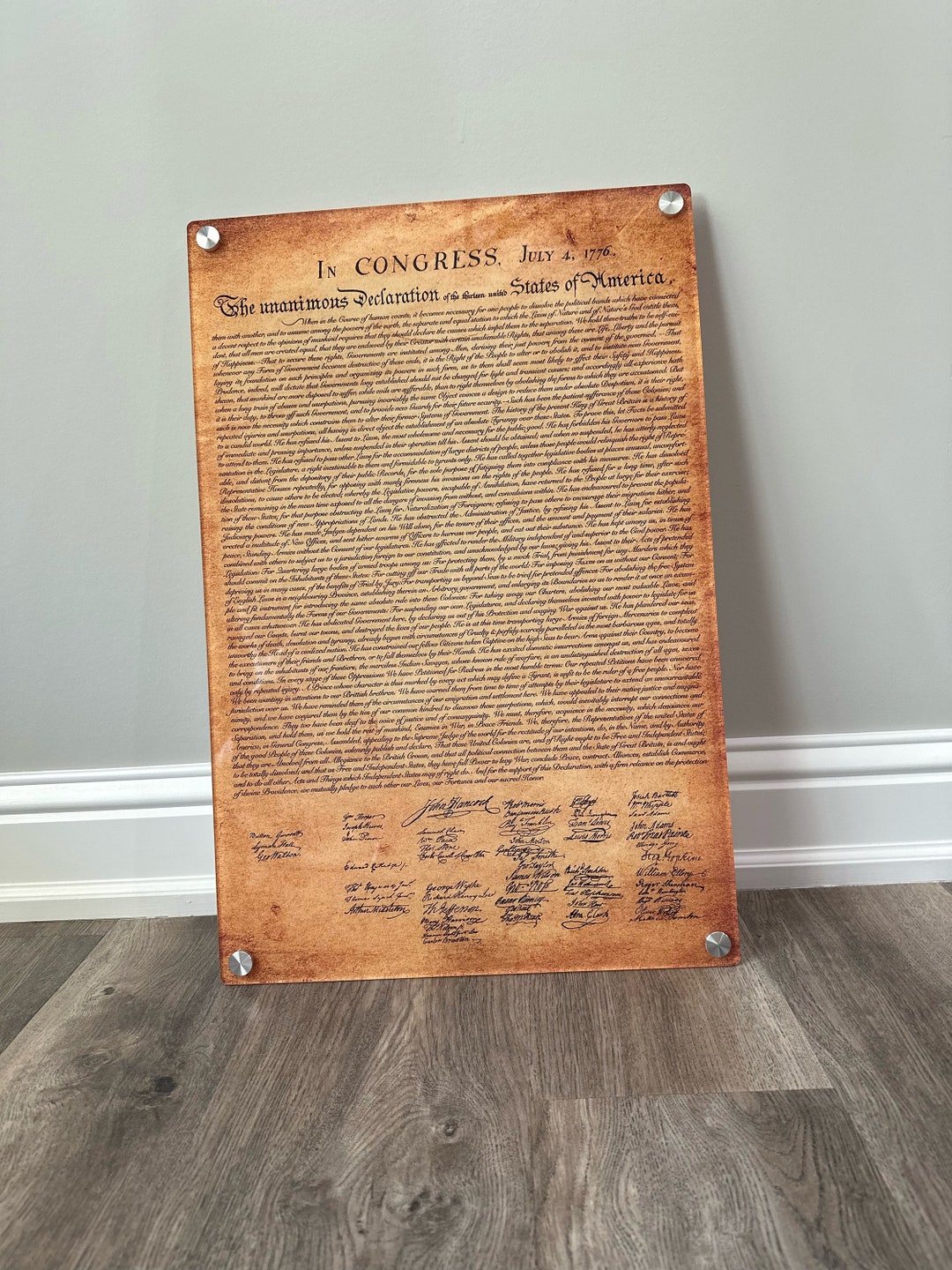 Acrylic Sign Wall Decoration Home Decor Declaration of Independence ...