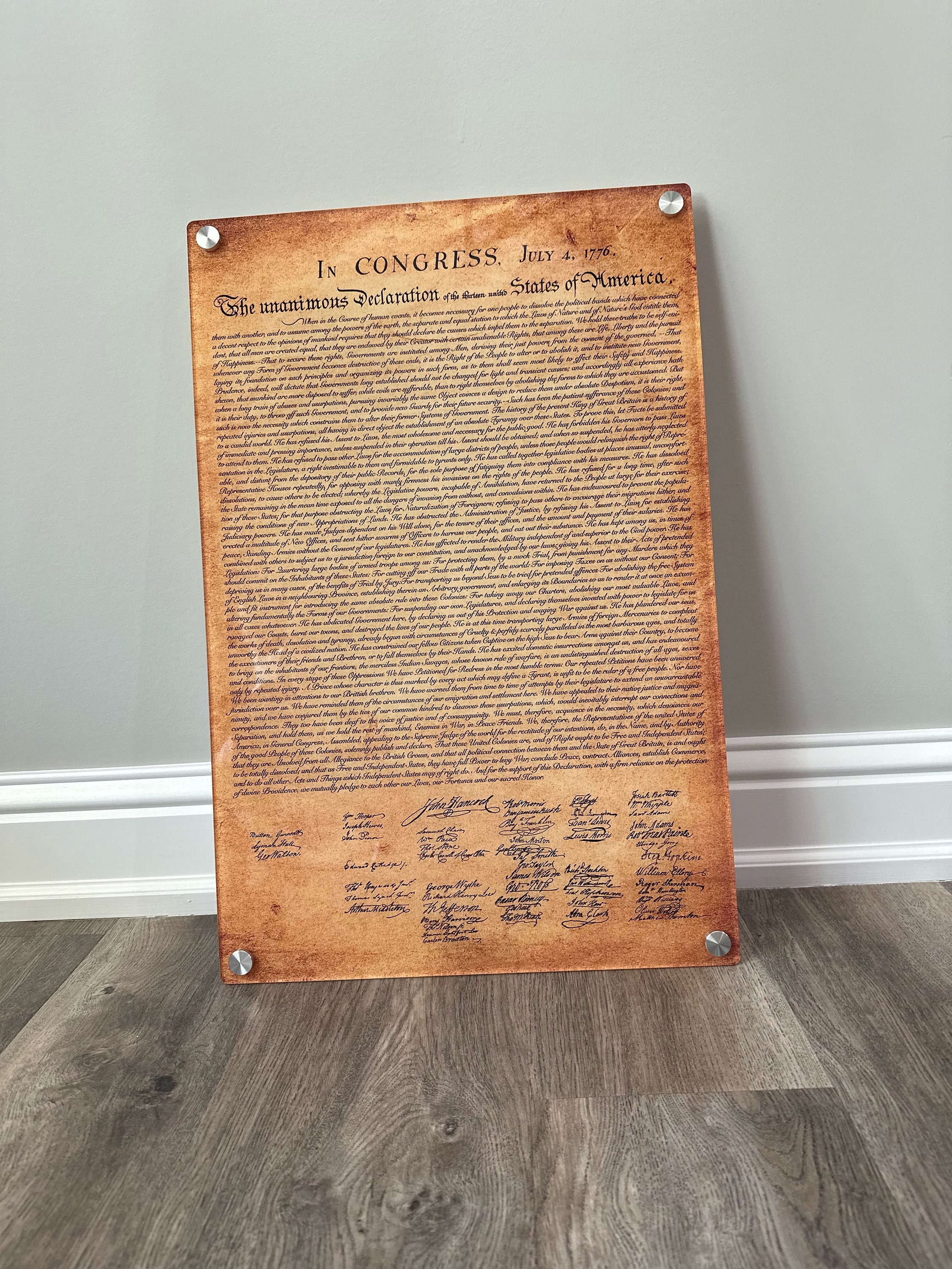 Acrylic Sign Wall Decoration Home Decor Declaration of Independence ...