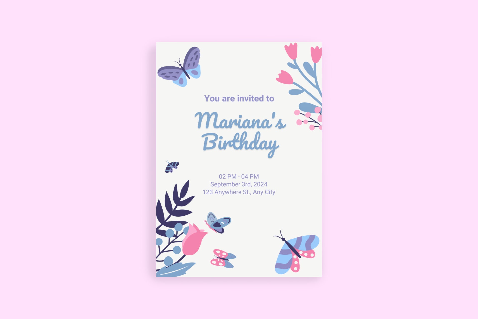 Birthday Invitation, Digital Download, Customized, Personalized, Simple ...