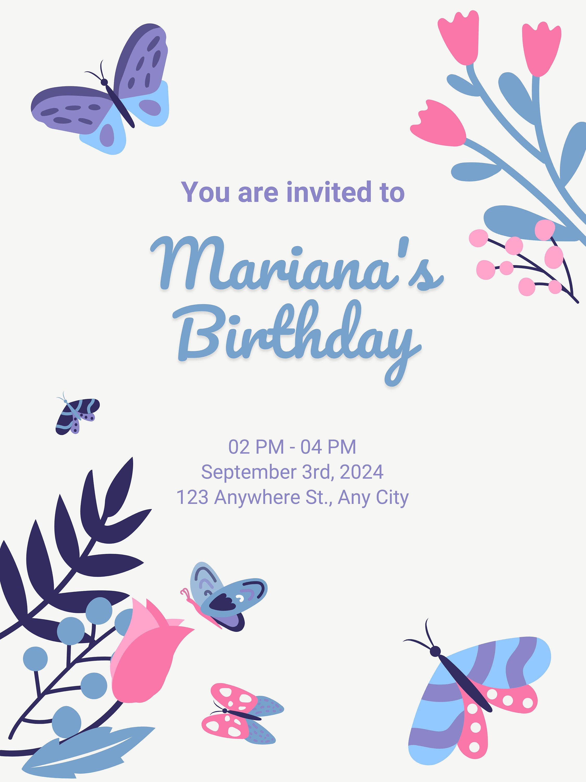 Birthday Invitation, Digital Download, Customized, Personalized, Simple ...
