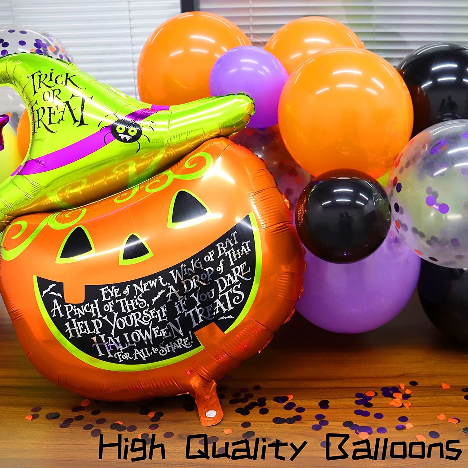 Halloween Balloon Arch, Halloween Confetti Balloons, Black and Orange ...