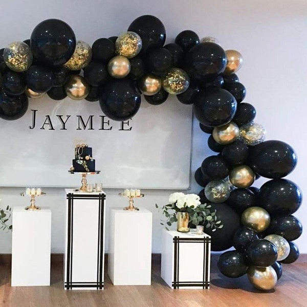 Black and Gold Balloon Arch Kit - Etsy