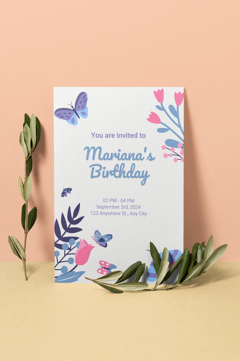 Birthday Invitation, Digital Download, Customized, Personalized, Simple ...
