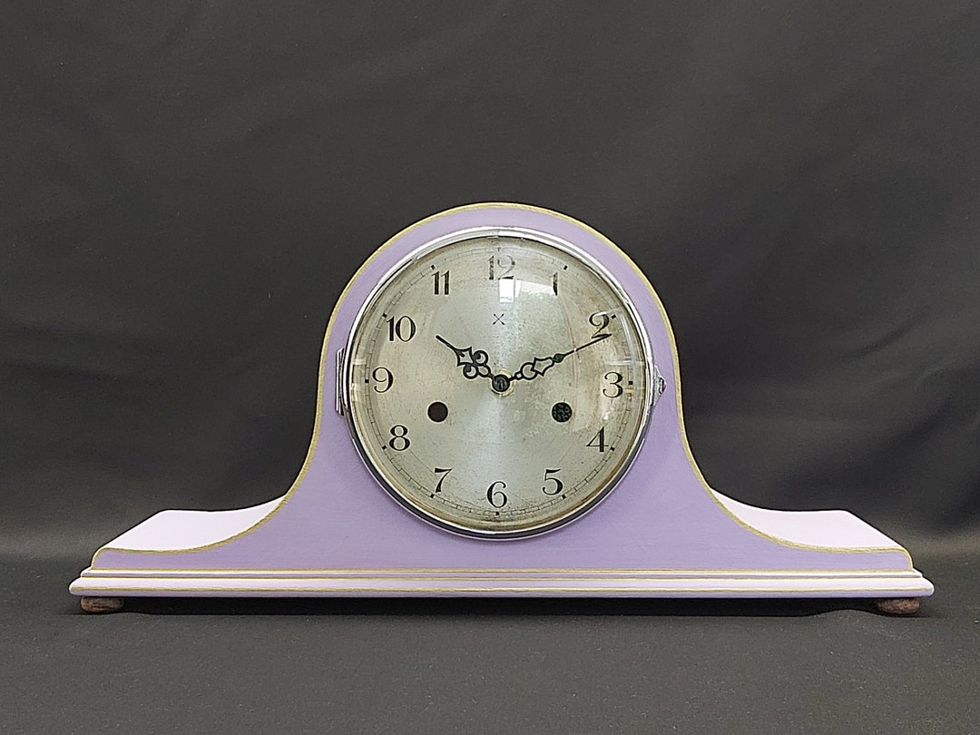 Antique Napoleon Hat Clock Circa 1930's Re-finished in Lilac With Gold ...