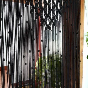 Black Macrame Boho Curtain Macrame Curtain Panel Macrame Room Divider ...