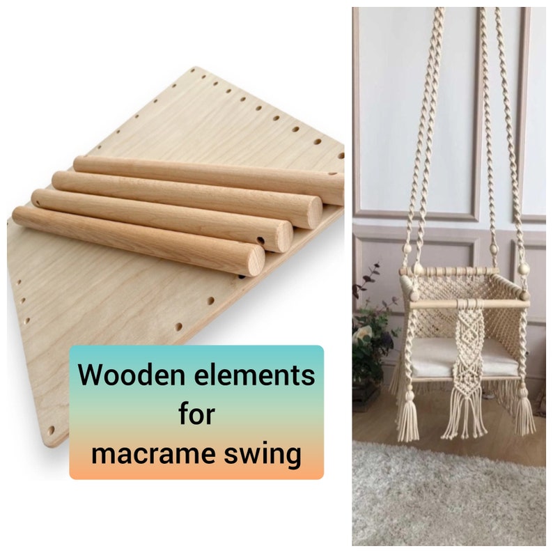 Wooden Elements for Children's Macrame Swing, DIY Macrame Swing ...