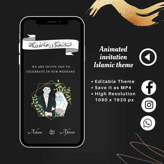 Editable Nikah invitation Animated Wedding Invite Template Islamic ...