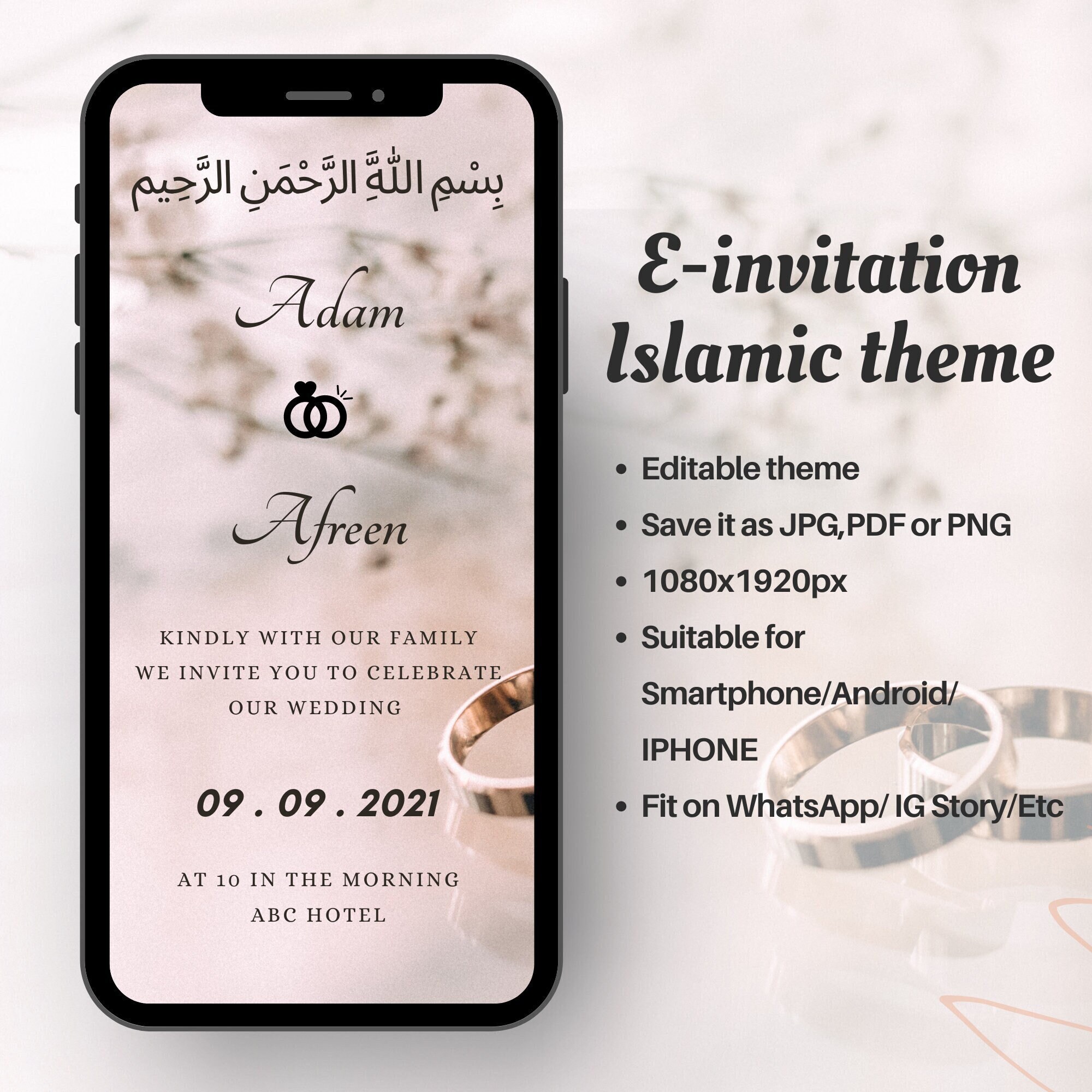 Editable Nikah invitation Animated Wedding Invite Template Islamic ...