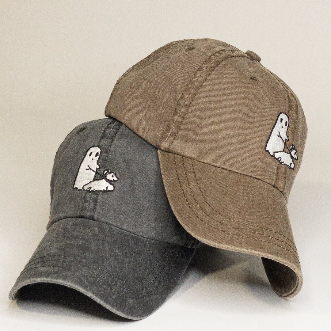Ghost Walking Dog Dad Hat, Embroidered Baseball Cap, VSCO, Tumblr ...