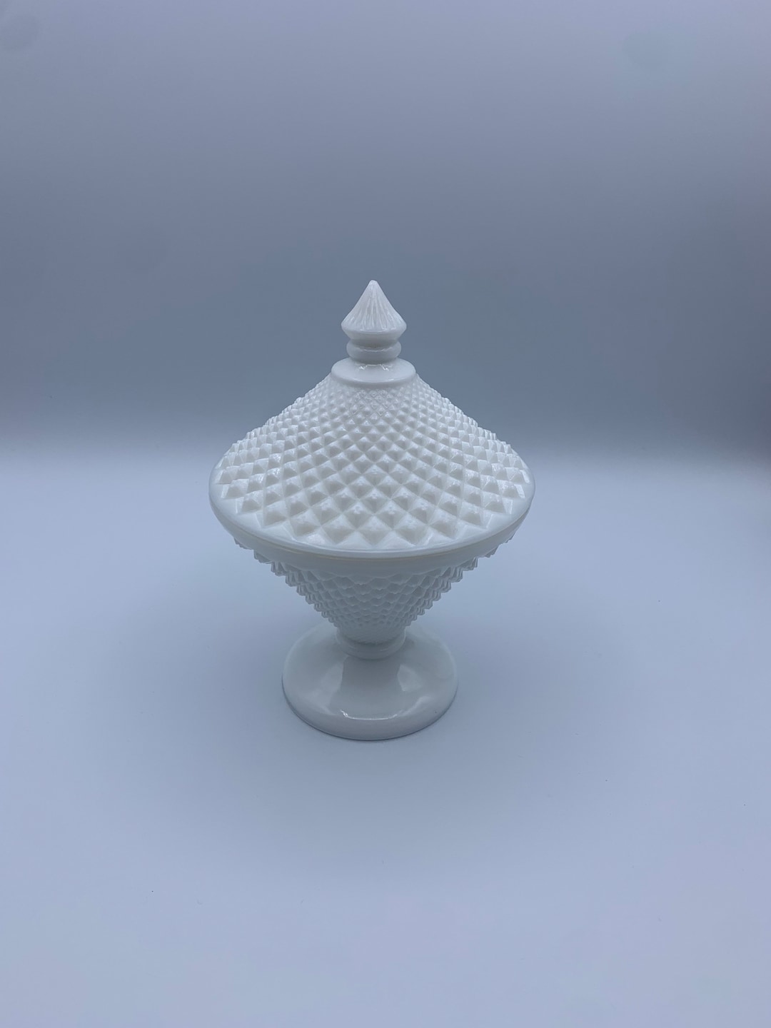 Vintage Westmoreland White Milk Glass Diamond Point Pattern Candy Dish ...