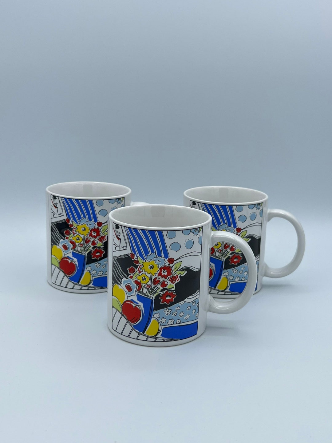 Art Deco Style Kimiko Ikeda Otagiri Japan Flower Display Mugs Set of 3 ...